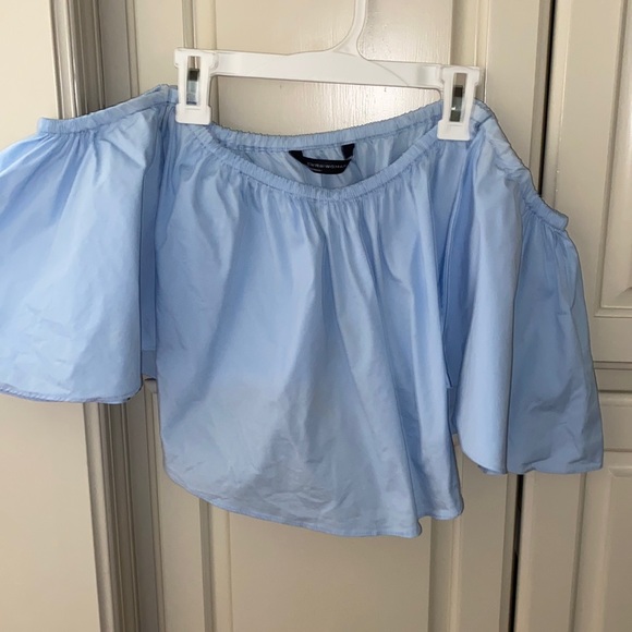 Zara | Tops | Light Blue Off Shoulder Top | Poshmark